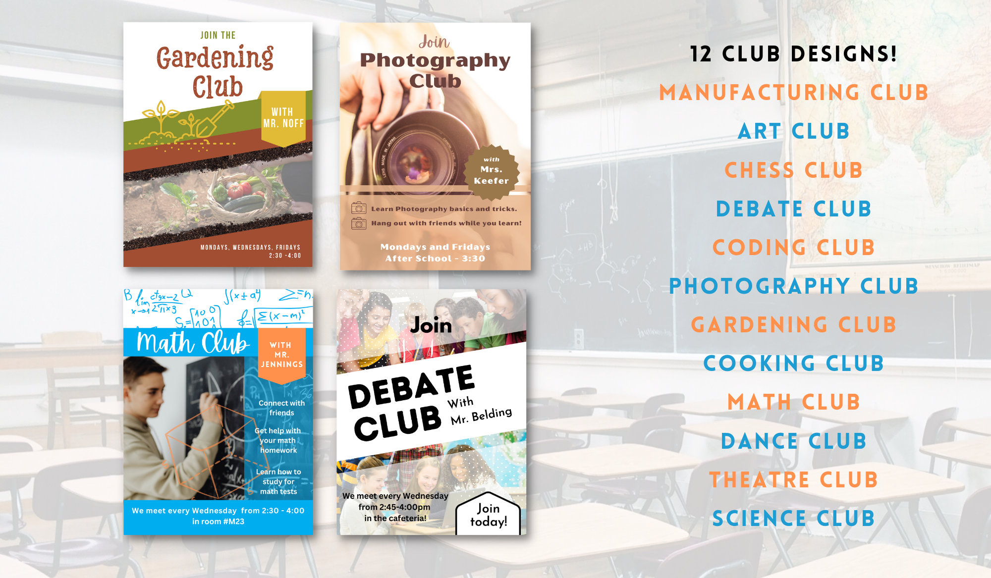 School Club Poster Bundle, Canva Editable Bundle - Etsy