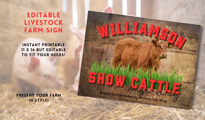 Marketing Your Farm Editable Fair Livestock Sign - Etsy