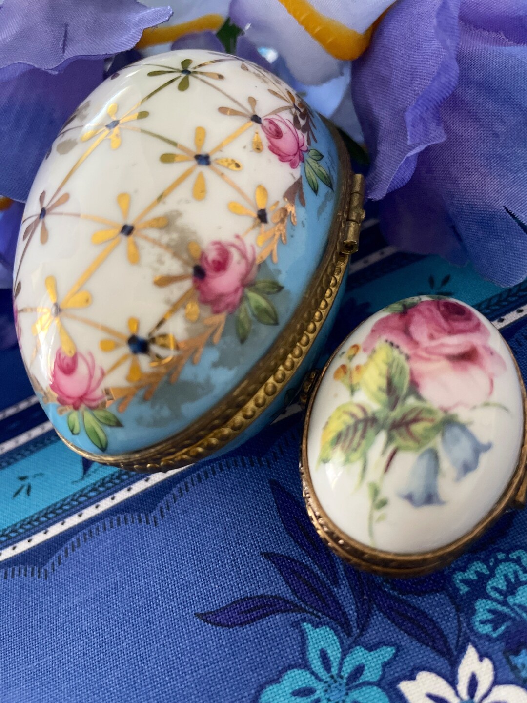 Vintage French Trinket Boxes, Limoges Eggs - Etsy