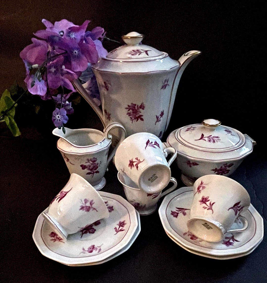Antique French Coffee Set, Limoges, Purple Flowers - Etsy
