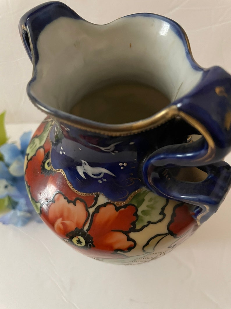 Antique Vase, Art Nouveau, Japanese, Poppies, Bats - Etsy