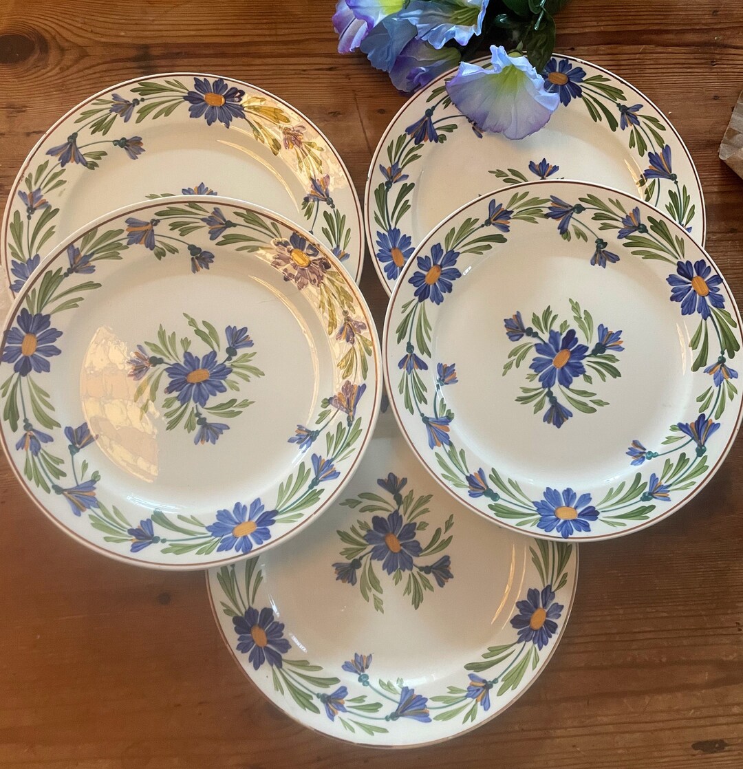 Vintage French Faience Plates, Flowers, Sarraguemines, Longchamps - Etsy
