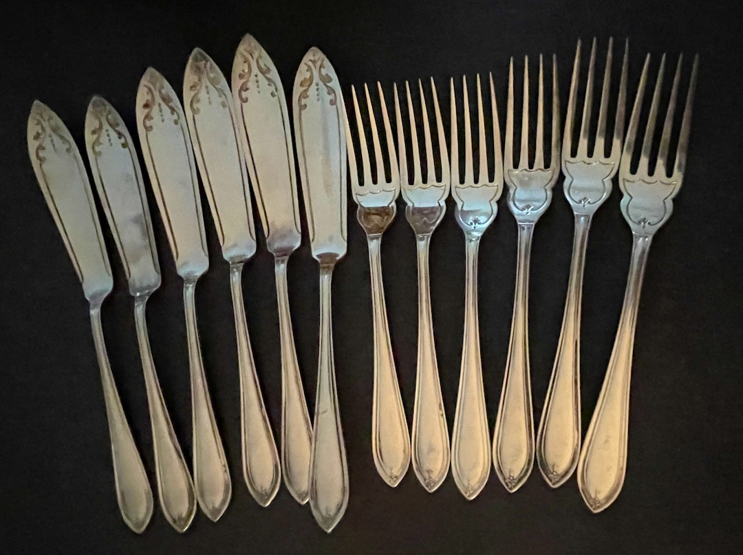 Antique Silver Fish Knives and Forks, Sheffield, Ryals - Etsy