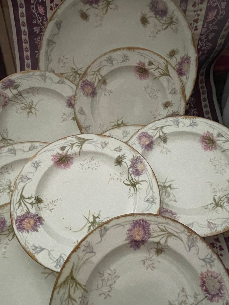 Vintage French Dinnerware Set, Limoges, Purple Flowers, Gold - Etsy