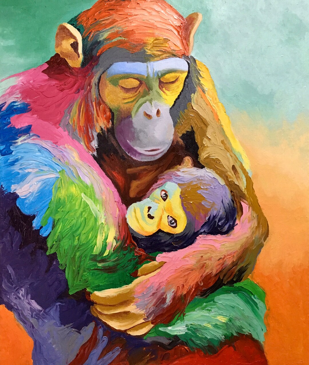 Custom Made to Order Chimpanzee African Wildlife Paintings - Etsy