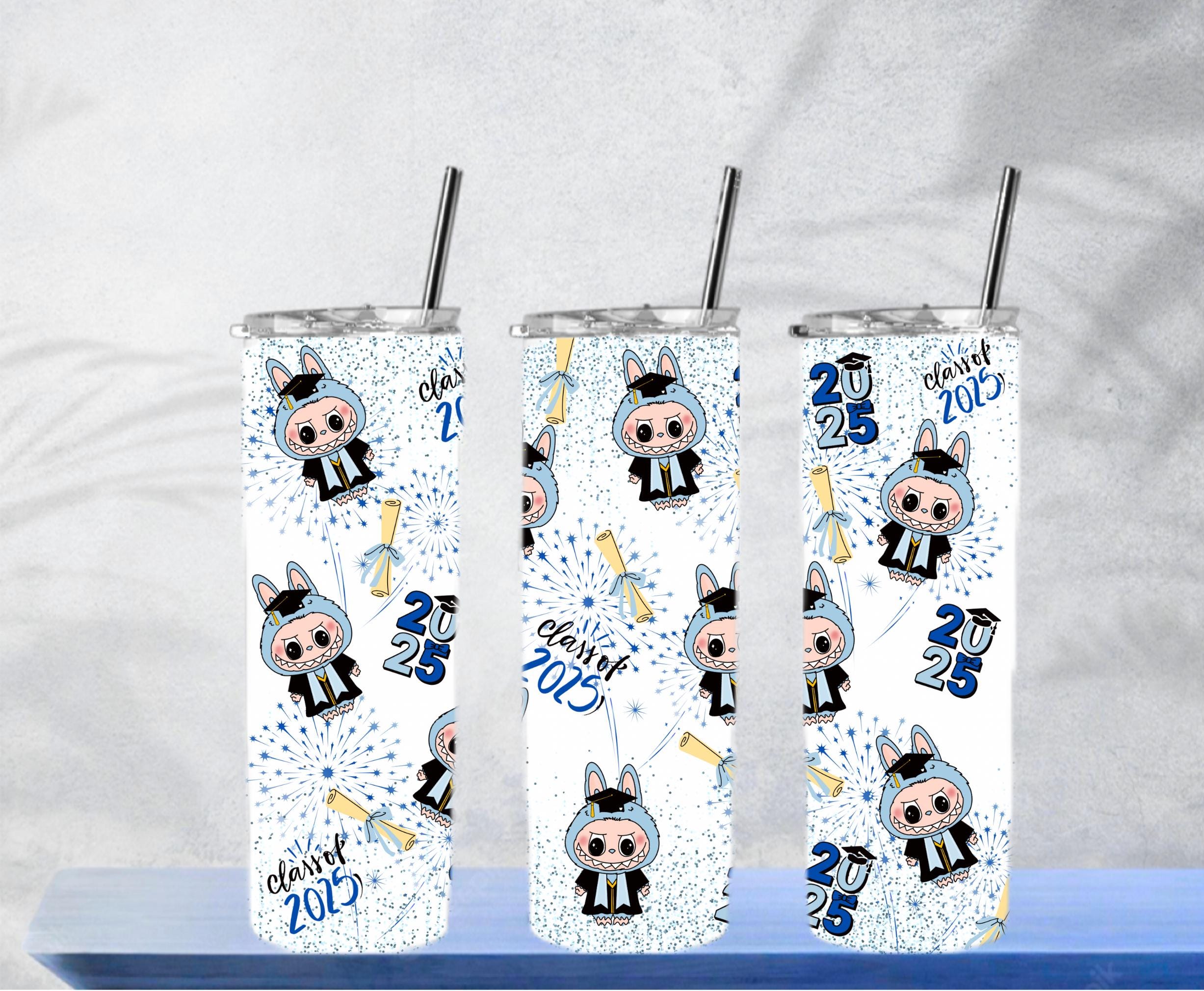Blue Labubu Graduation Wrap for Sublimation 20oz Skinny Tumbler - Etsy