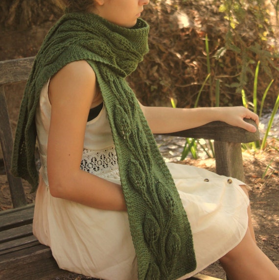 Items similar to Green Leaf Scarf on Etsy