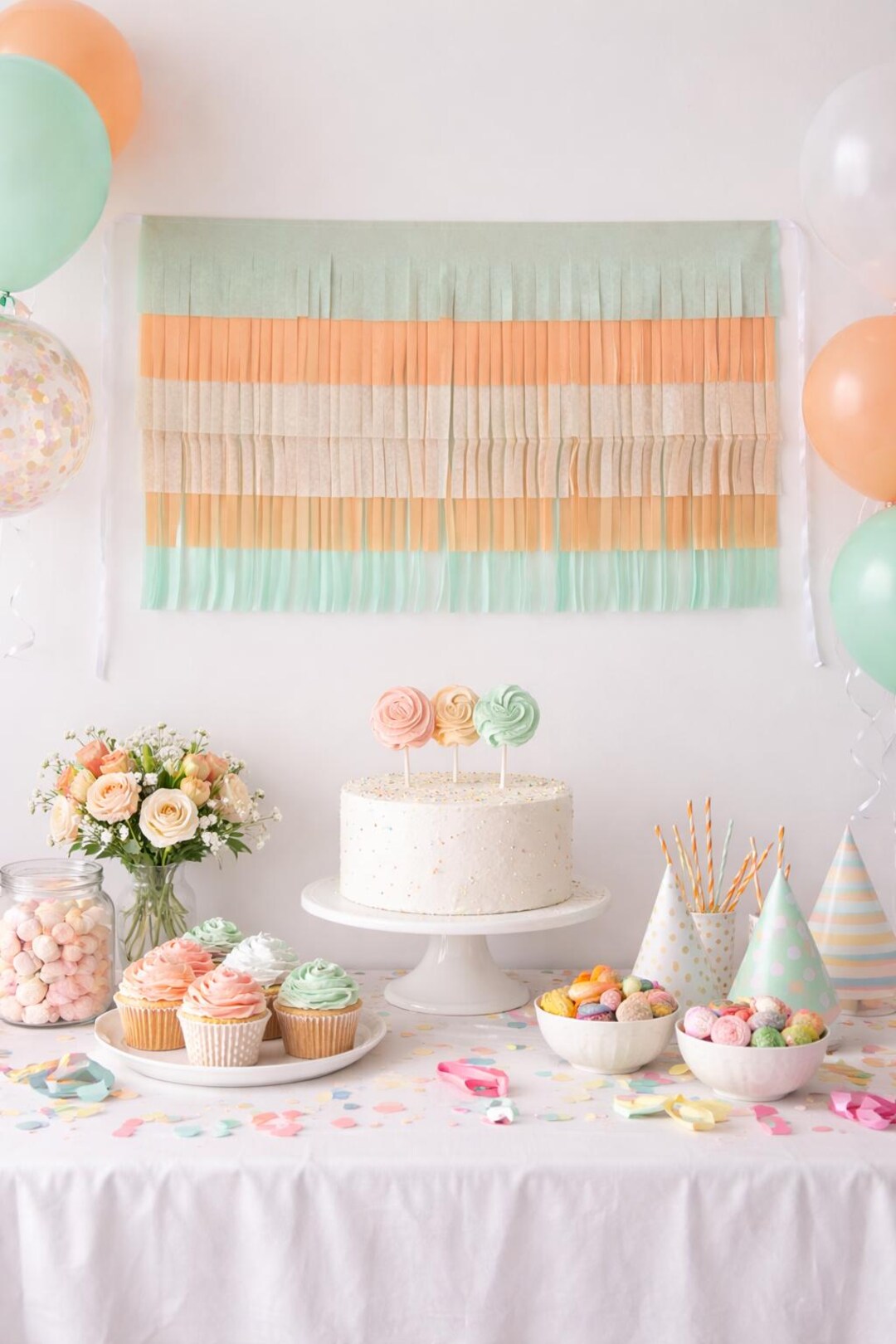 Custom Tissue Paper Fringe Garland, Ready to Hang Party Banner - Pick ...