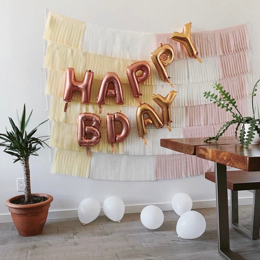 Diagonal Fringe Garland Photo Backdrop Custom Birthday Bachelorette ...