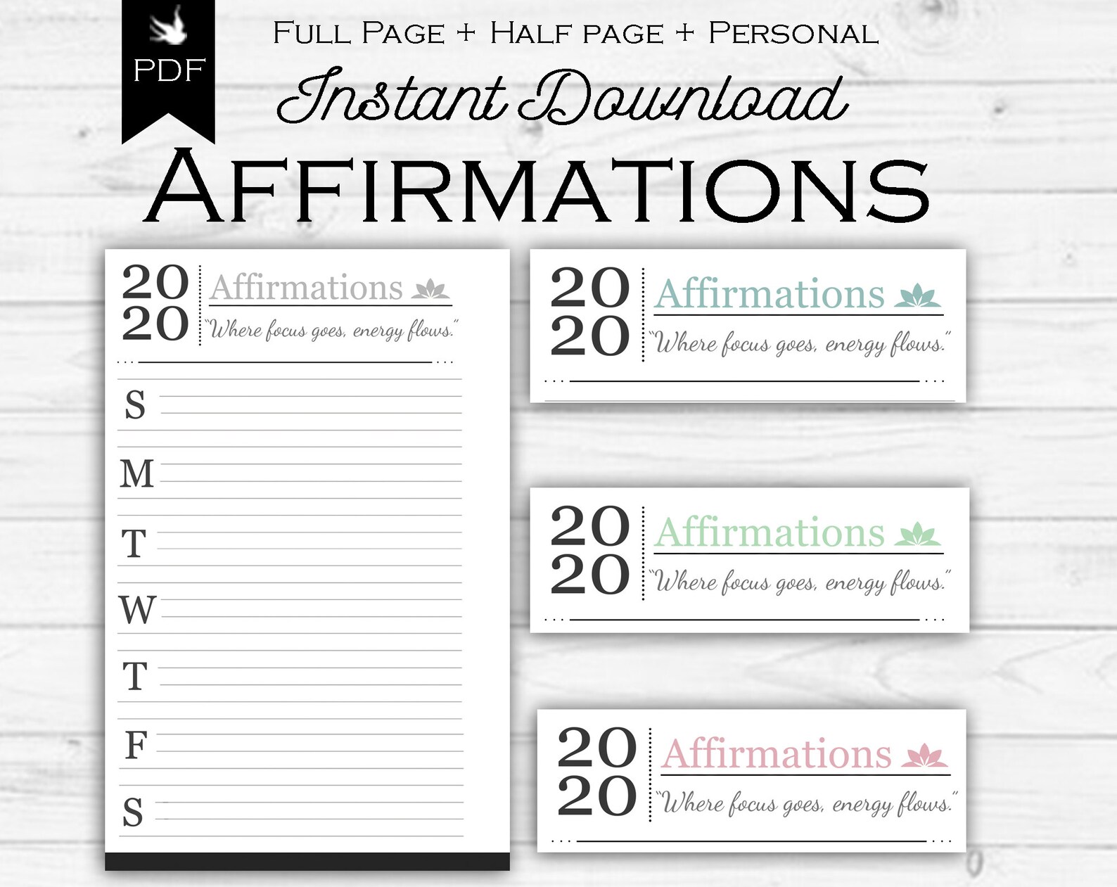 Buy Daily Affirmations Printable Planner Page A5, A4, Personal PDF ...