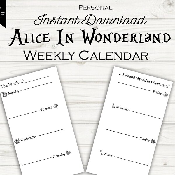 Alice in Wonderland Planner Calendar - Etsy