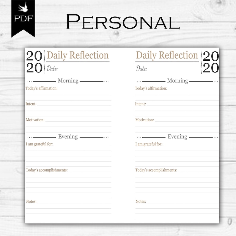 Daily Reflection Journal Printable Planner Page - Etsy