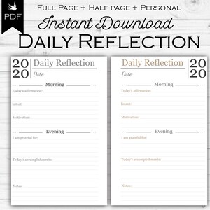 Daily Reflection Journal Printable Planner Page - Etsy
