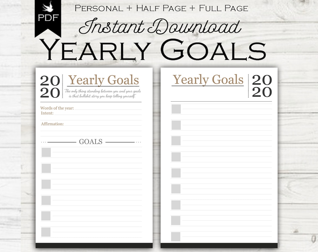 Yearly Goals Tracker - Etsy