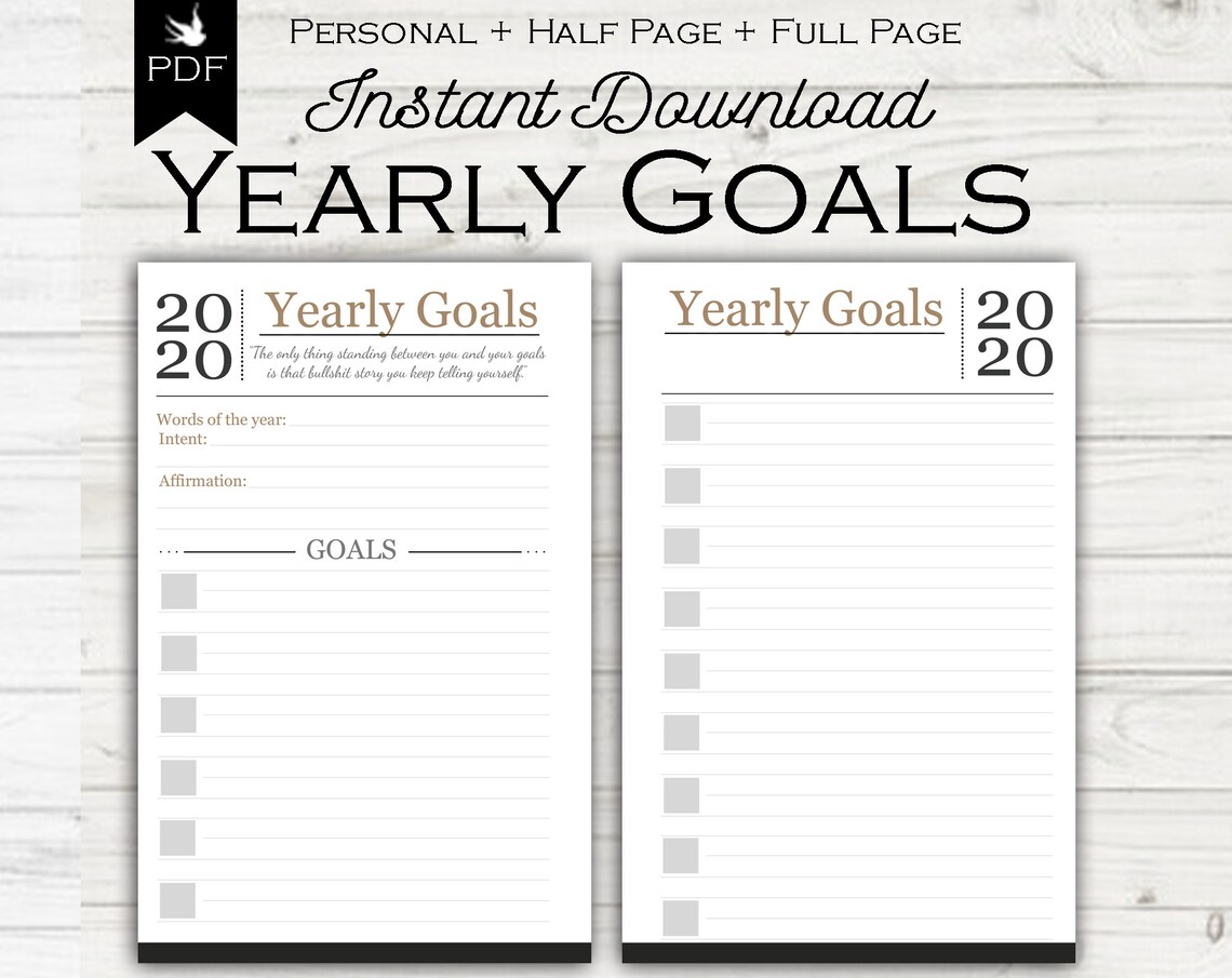 Yearly Goals Tracker - Etsy
