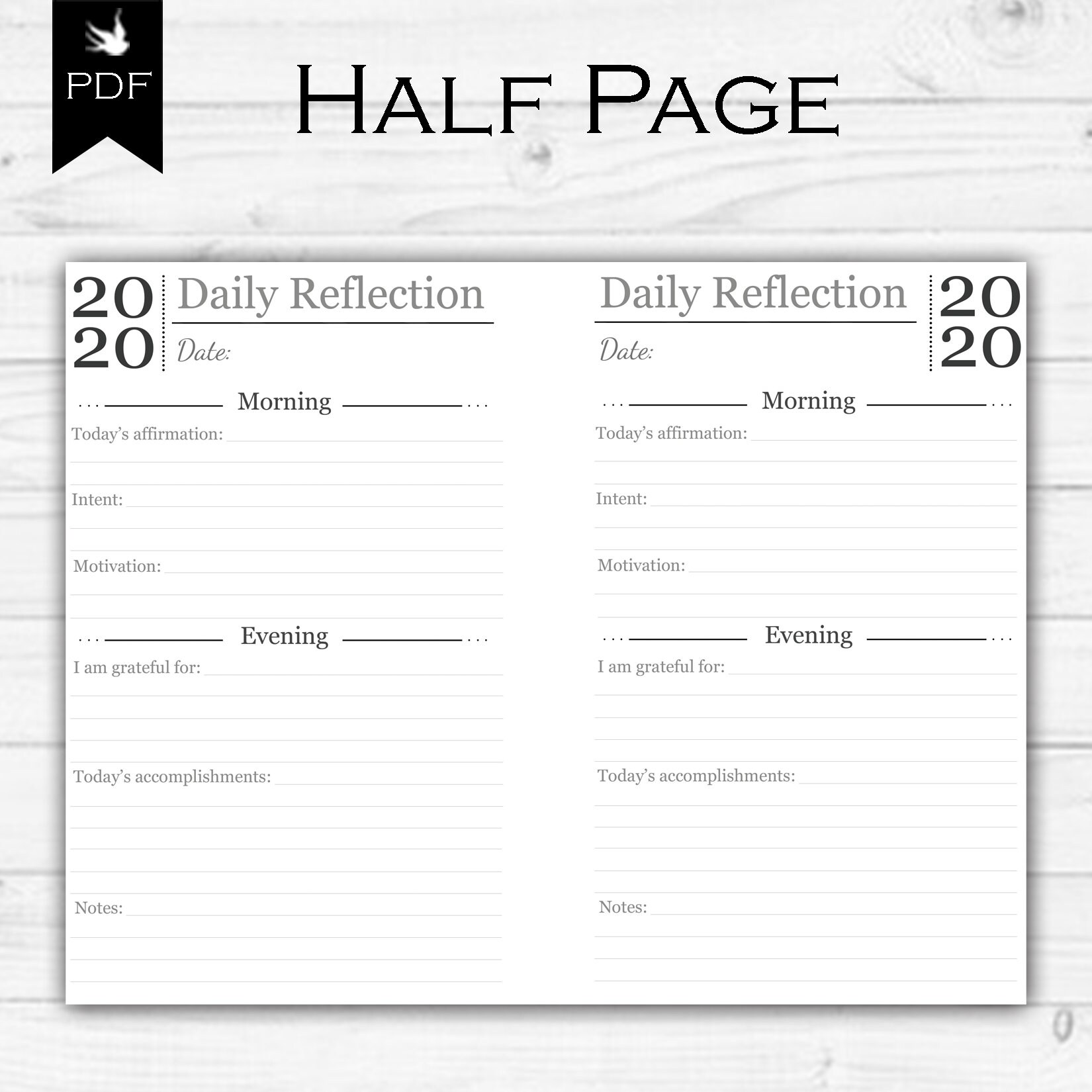 Daily Reflection Journal Printable Planner Page - Etsy