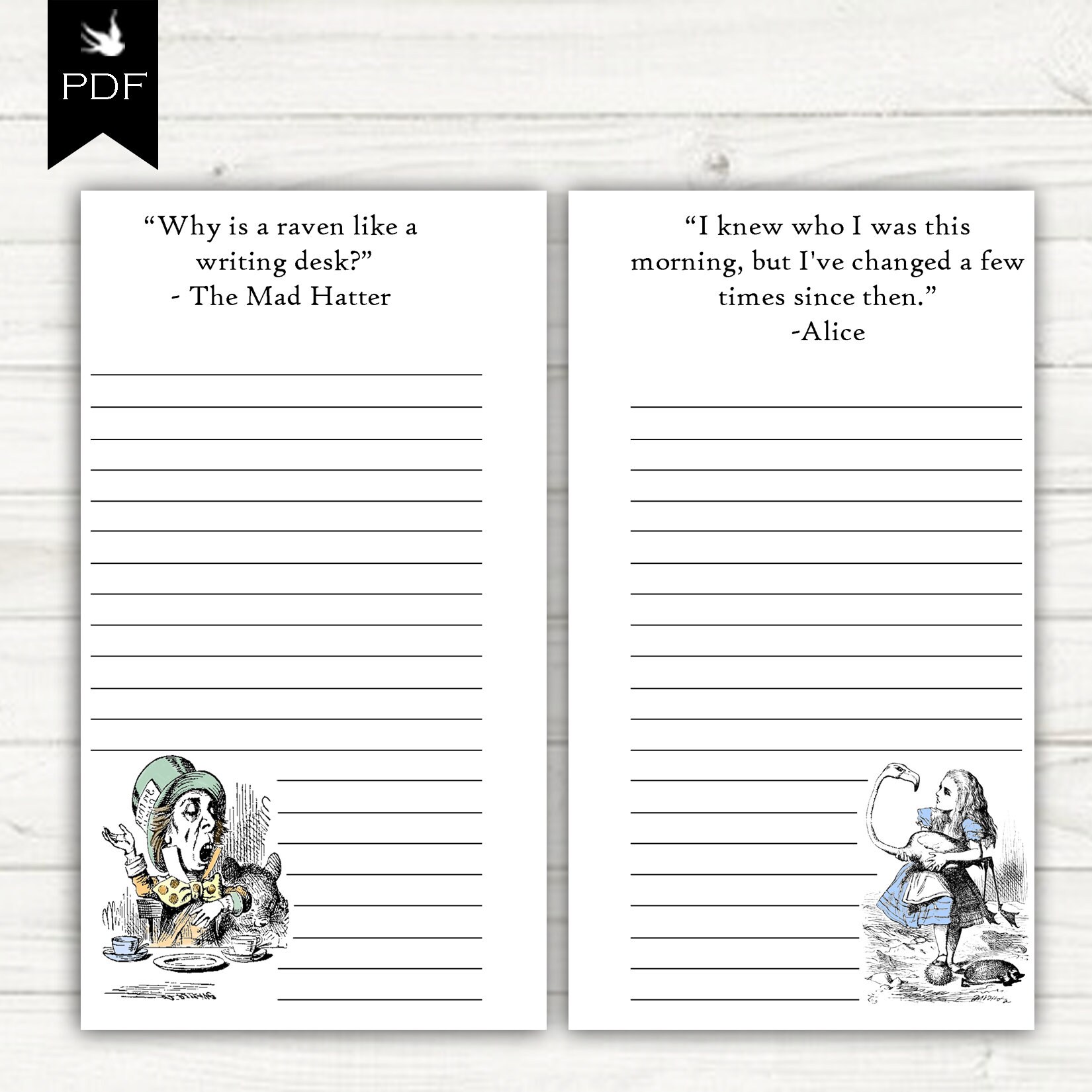 Alice in Wonderland Printable Journal Pages - Etsy