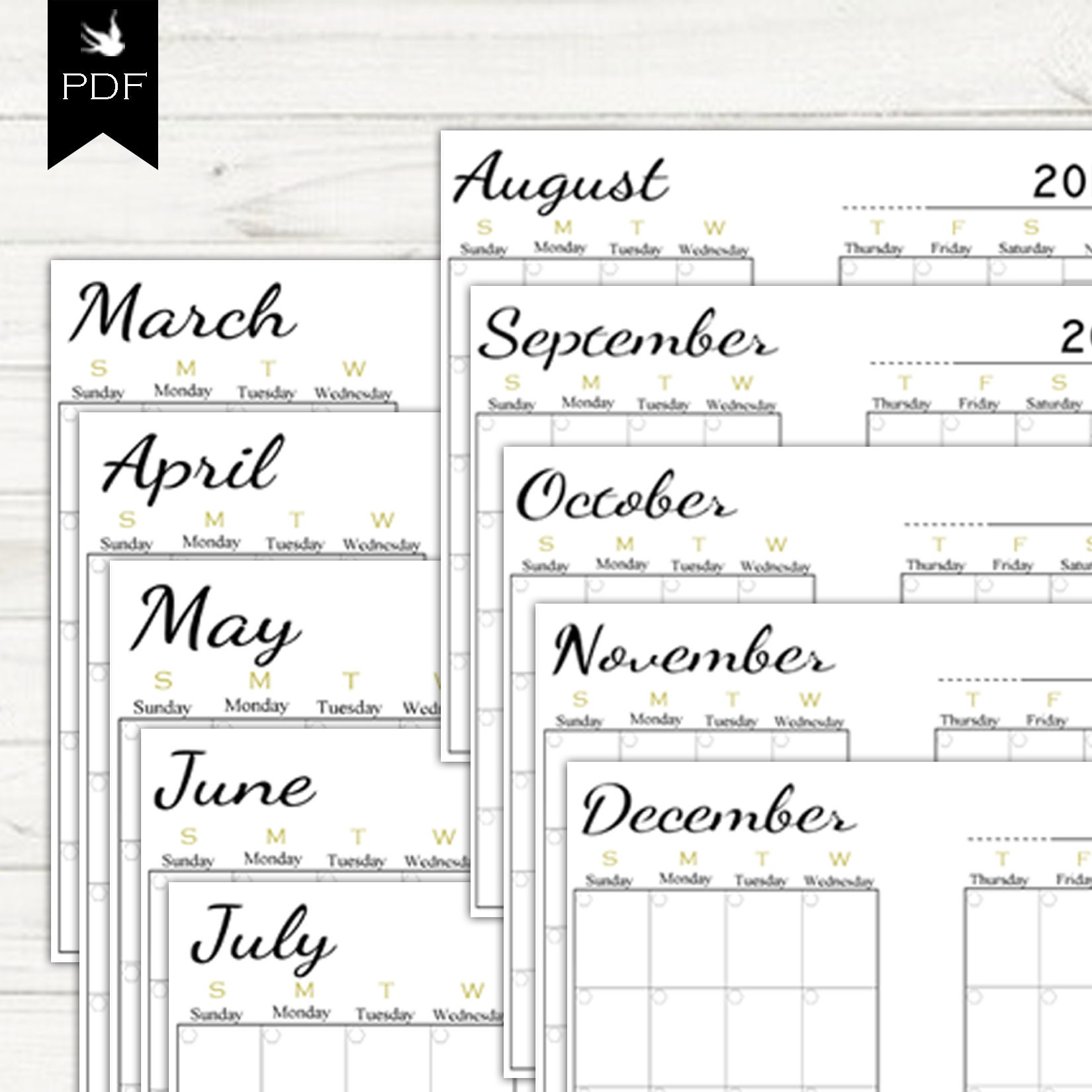 2020 Monthly Calendar Planner Printable A5 and A6 - Etsy