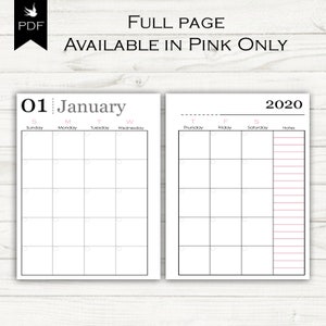 Month on Two Pages Monthly Calendar 2020! A5 and A4, Half Page and Full ...