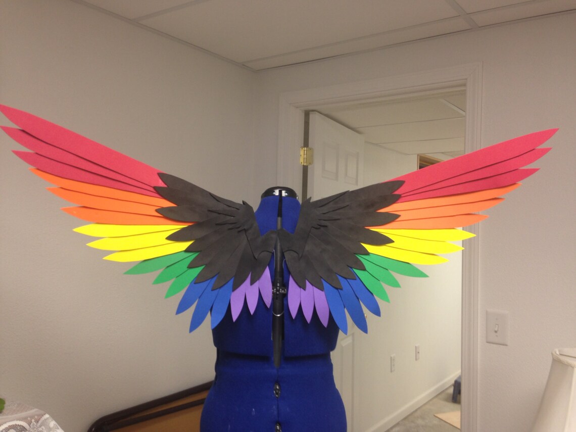 Realistic Large Black and Rainbow Bird Cosplay Wings | Etsy