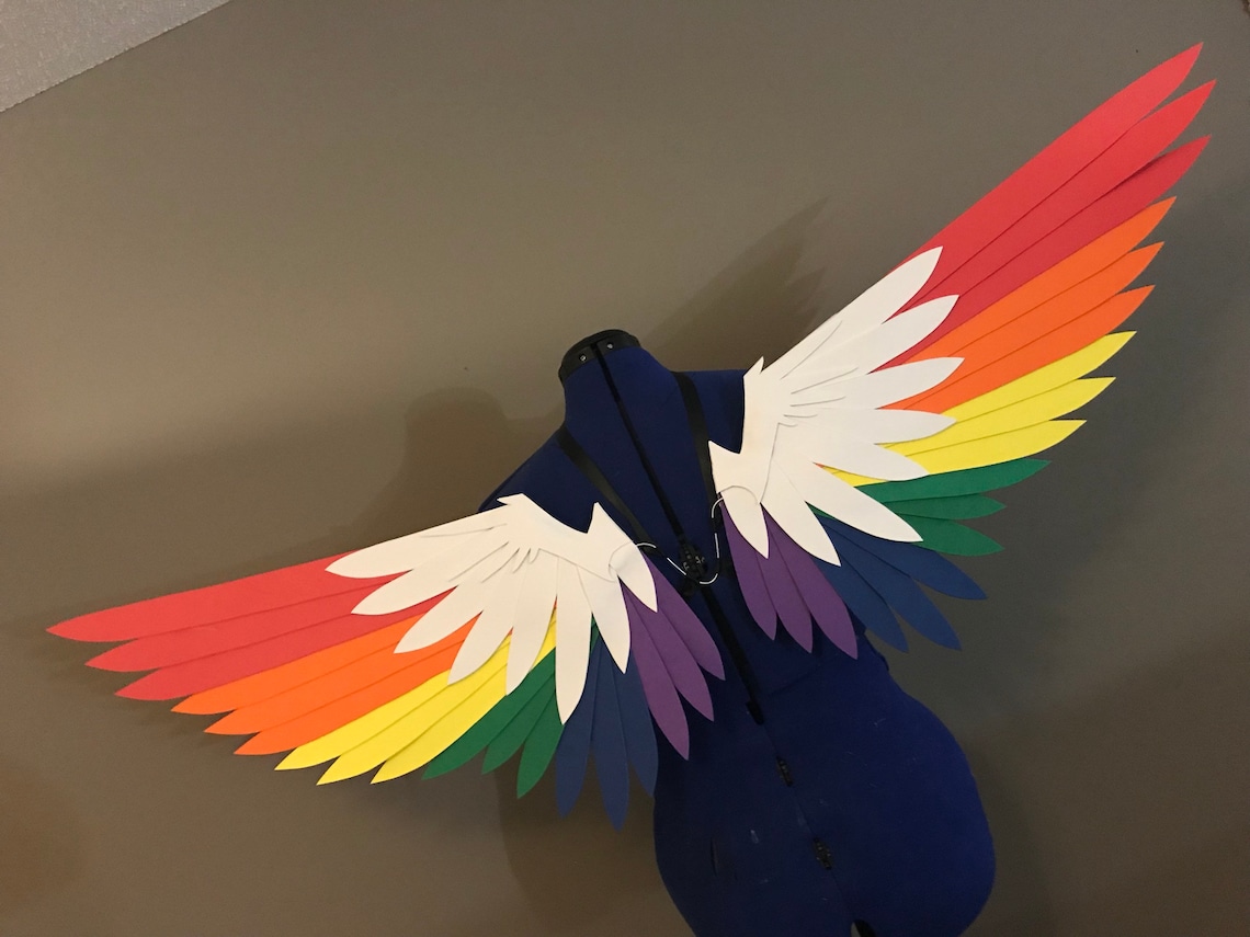 Realistic White and Rainbow Bird Cosplay Wings - Etsy