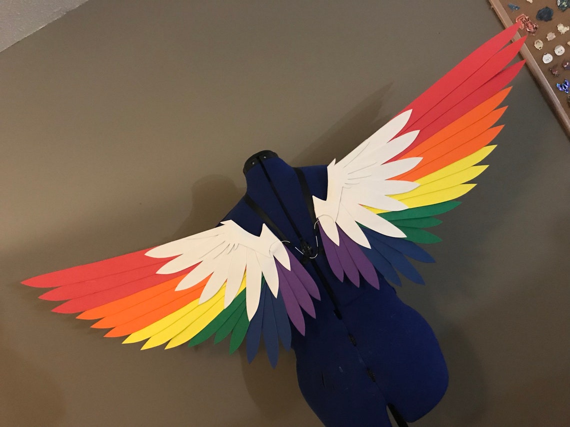 Realistic White and Rainbow Bird Cosplay Wings - Etsy