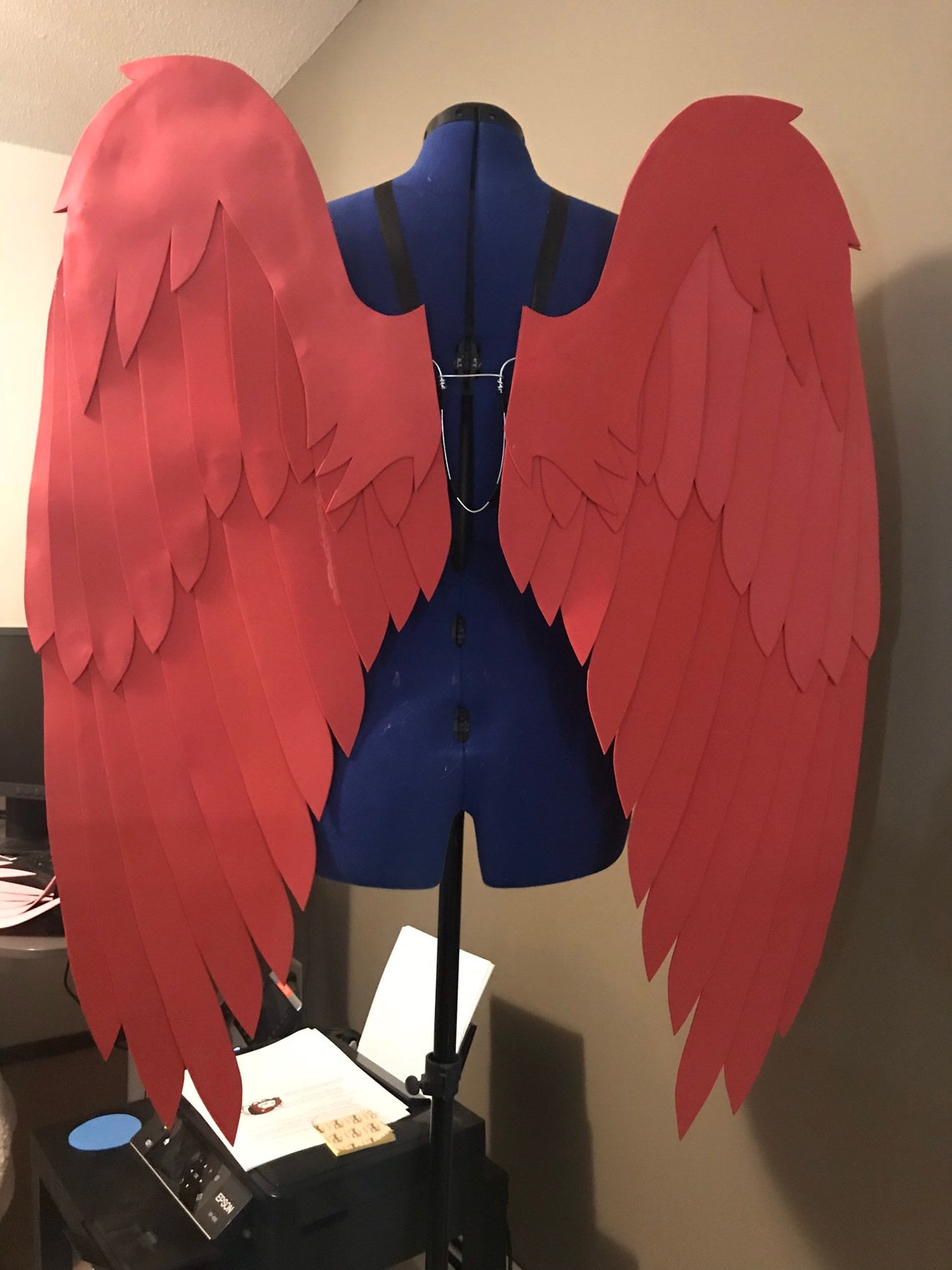 Realistic Red Folded Cosplay Wings Costume Bird Angel Wings - Etsy