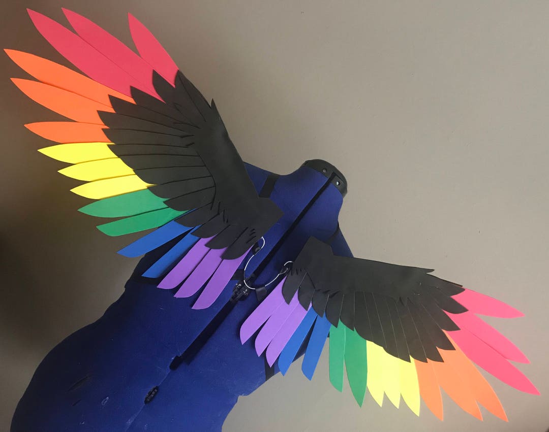 Realistic Black and Rainbow Bird Cosplay Wings - Etsy