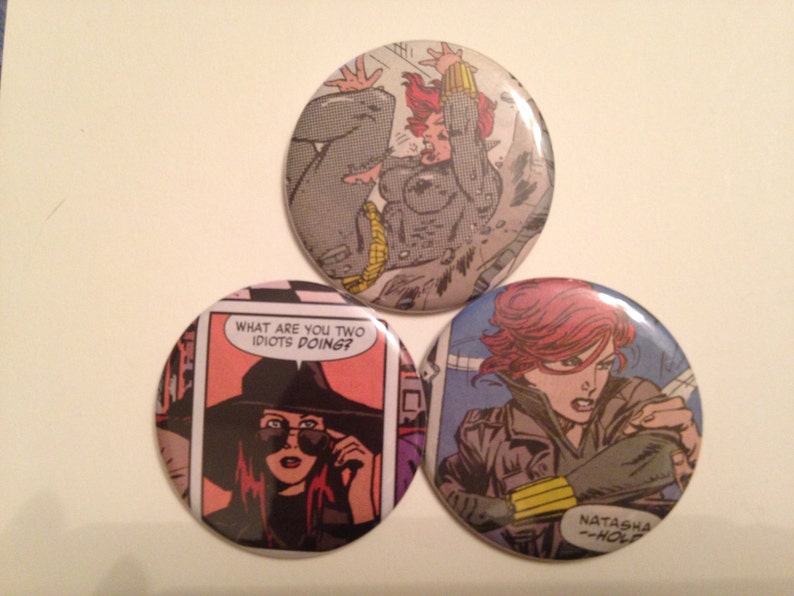 Black Widow/natasha Romanoff Comic Book Button 3 Pack - Etsy