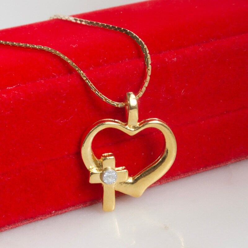 Heart Cross Necklace - Etsy