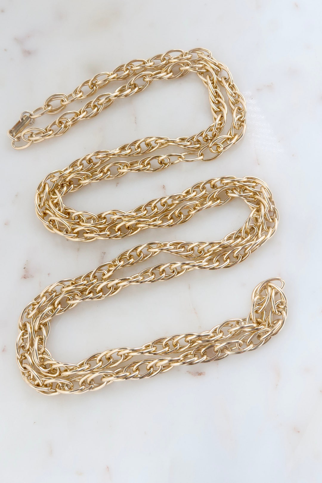Vintage JAPAN Gold Chain Necklace Chain Link Necklace Statement ...
