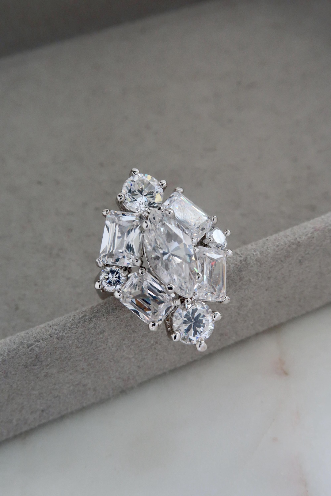 Vintage 1990s Farrah Fawcett Sterling Silver Cubic Zirconia Ring - Size 6.5 - Etsy