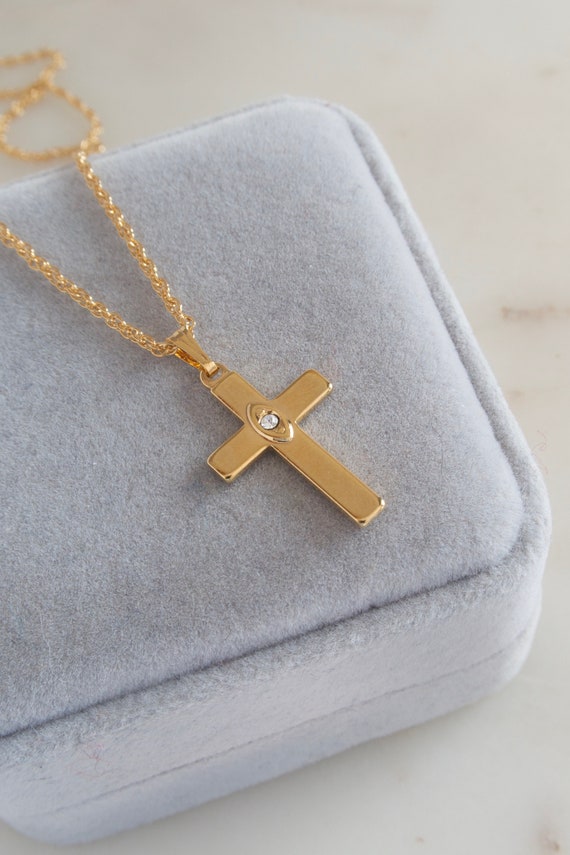 Vintage 1990 AVON Cross Necklace - Cross Pendant Neck… - Gem