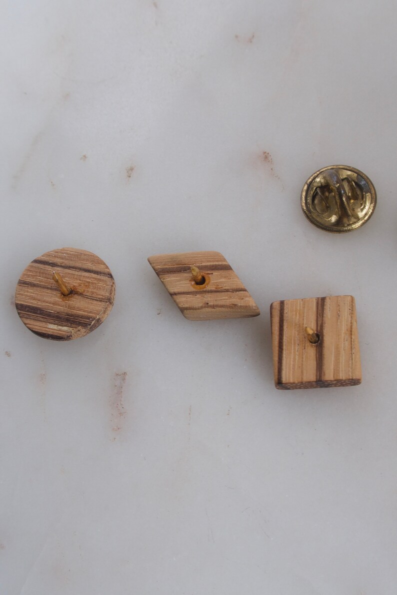 Vintage Geometric Wood Lapel Pins - Etsy