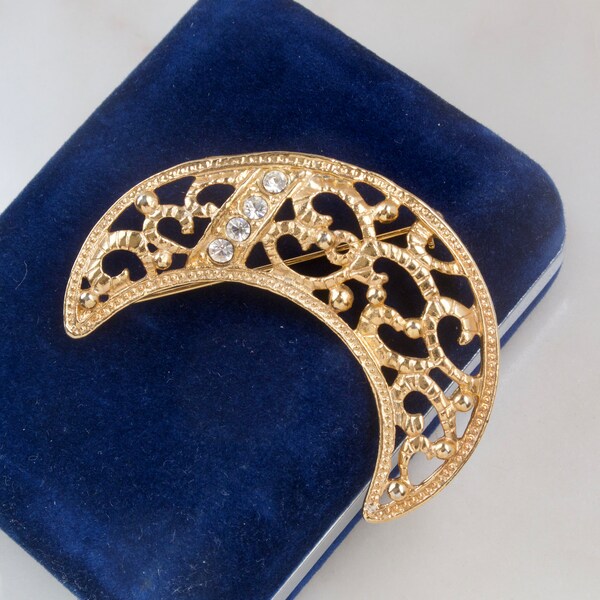 Crescent Moon Brooch - Etsy