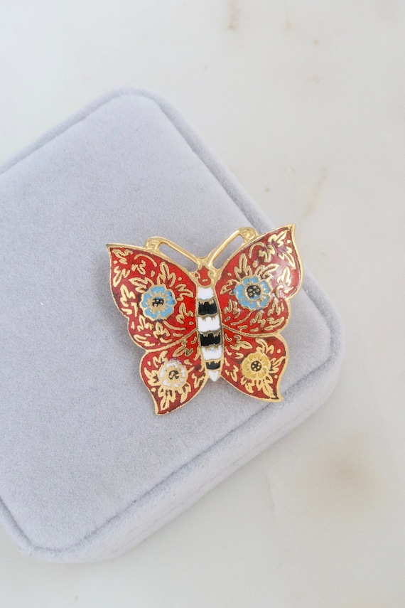 Vintage Red Butterfly Brooch Floral Butterfly Brooch Red - Etsy