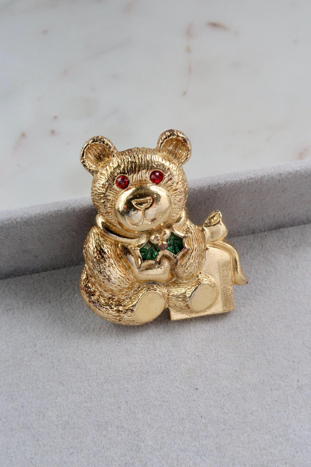 Vintage Gerry's Christmas Teddy Bear Gold Brooch - Etsy