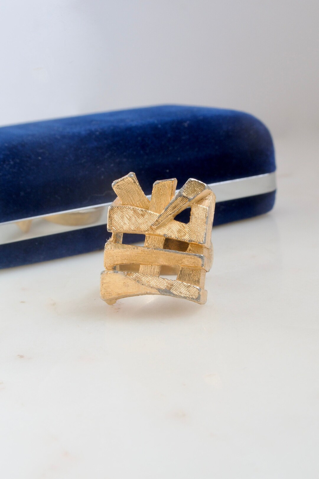 Vintage 1972 Napier Asian Gold Ring - Adjustable Ring - Statement Ring ...