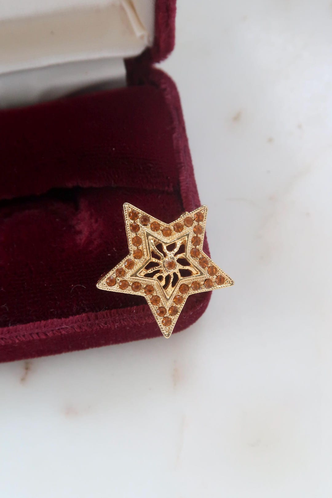 Vintage Gold Star Brooch - Etsy
