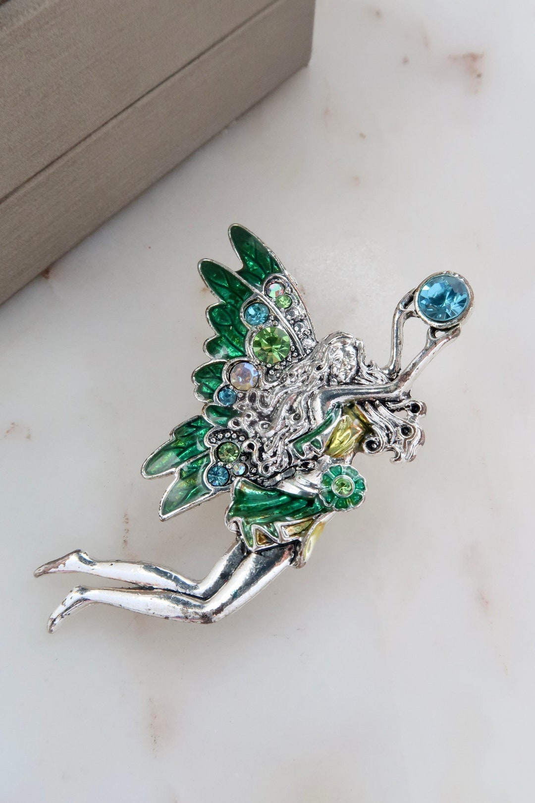 Vintage Fairy Brooch Tinkerbell Rhinestone Brooch - Etsy
