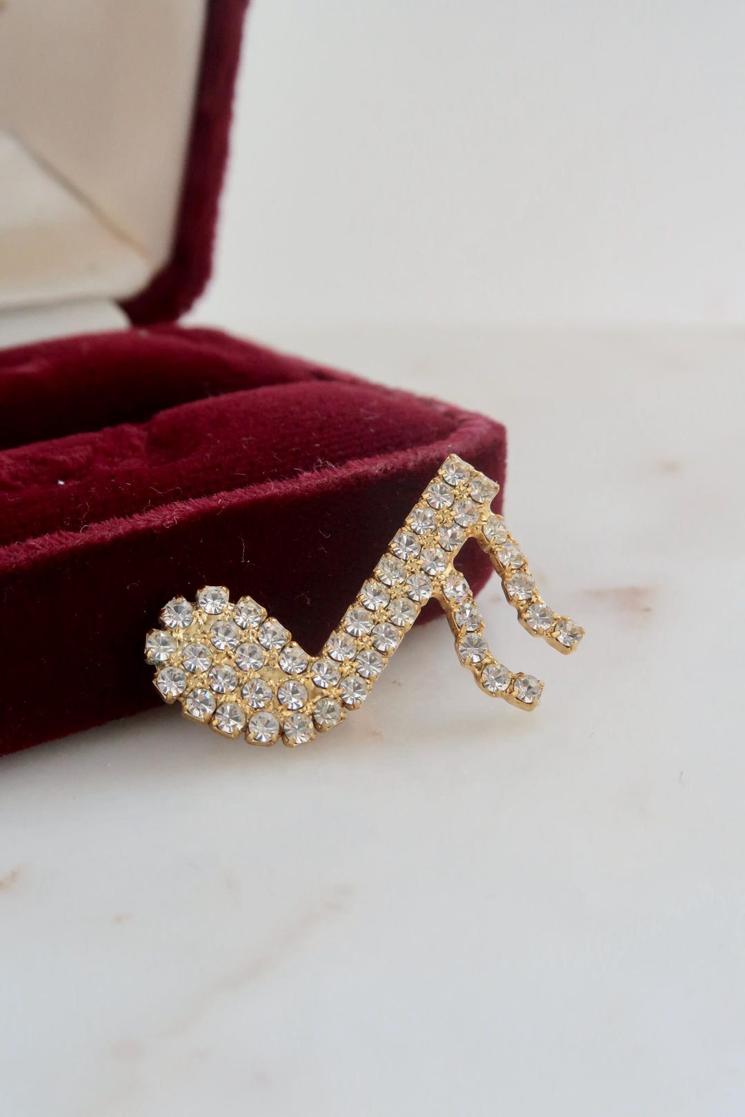 Vintage Rhinestone Musical Note Brooch - Etsy