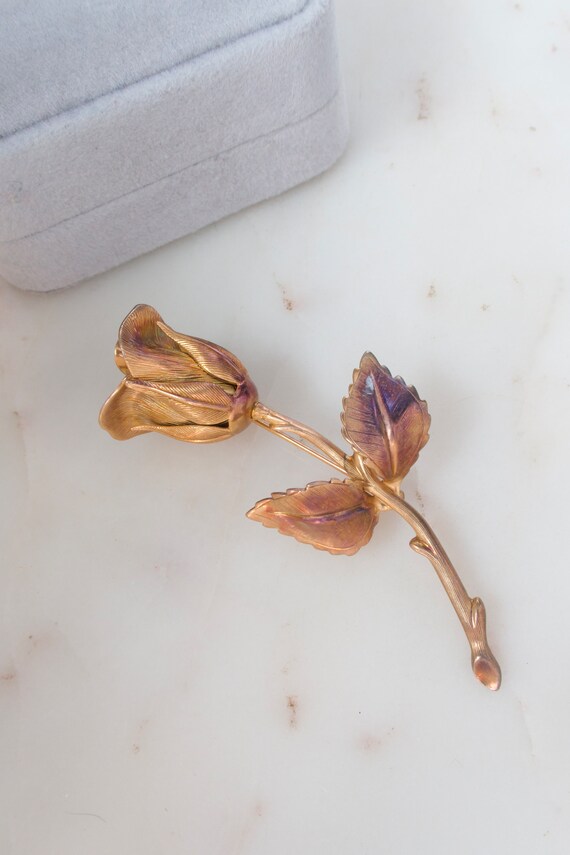 vintage Giovanni Rose Flower With Leaves Pin pendant … - Gem