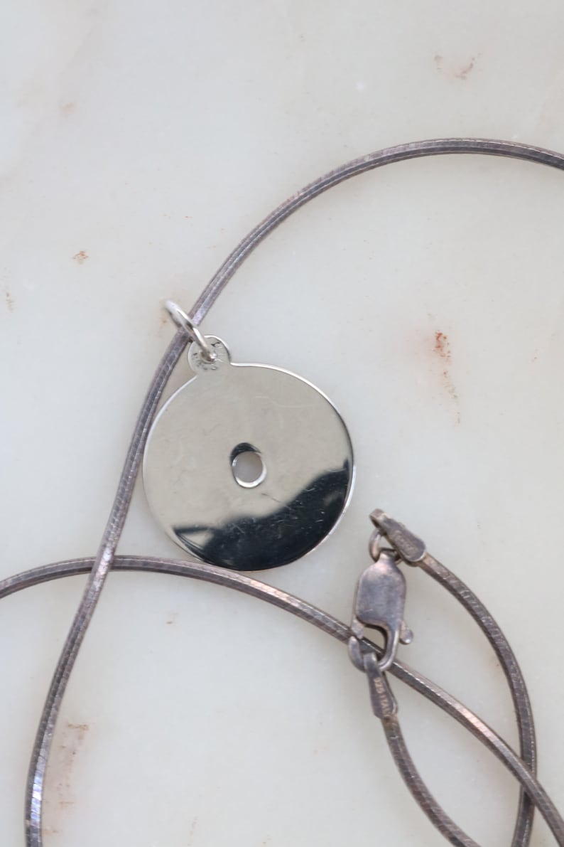 Sterling Silver Round Pendant Necklace - Etsy