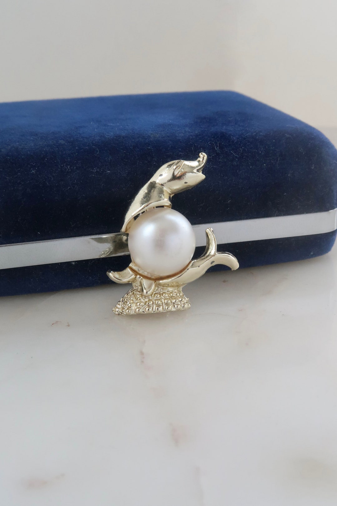 Vintage Gold Seal Brooch Pearl Seal Pin Gold Seal Pin - Etsy