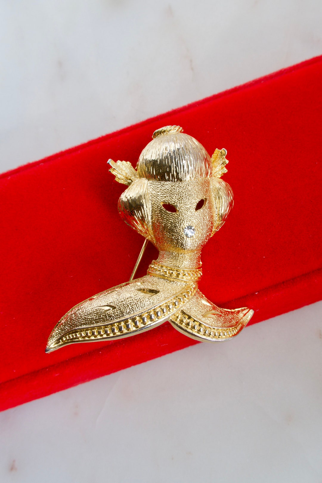 Vintage Japanese Geisha Lady Brooch - Statement Brooch - Vintage Brooch ...