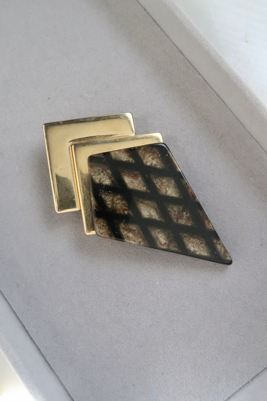 Vintage Gold Diamond Shapes Brooch - Etsy