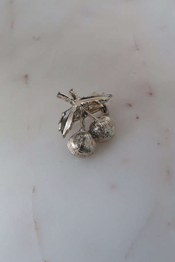 Vintage Gold Cherry Pin Dainty Cherry Brooch Fruit Ch… - Gem