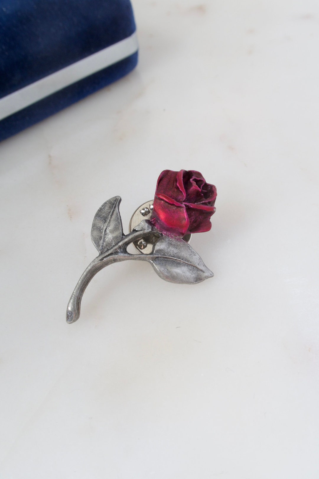 Vintage Purple Rose Flower Pin Rose Pin Gift for Her Dainty Pin Silver ...