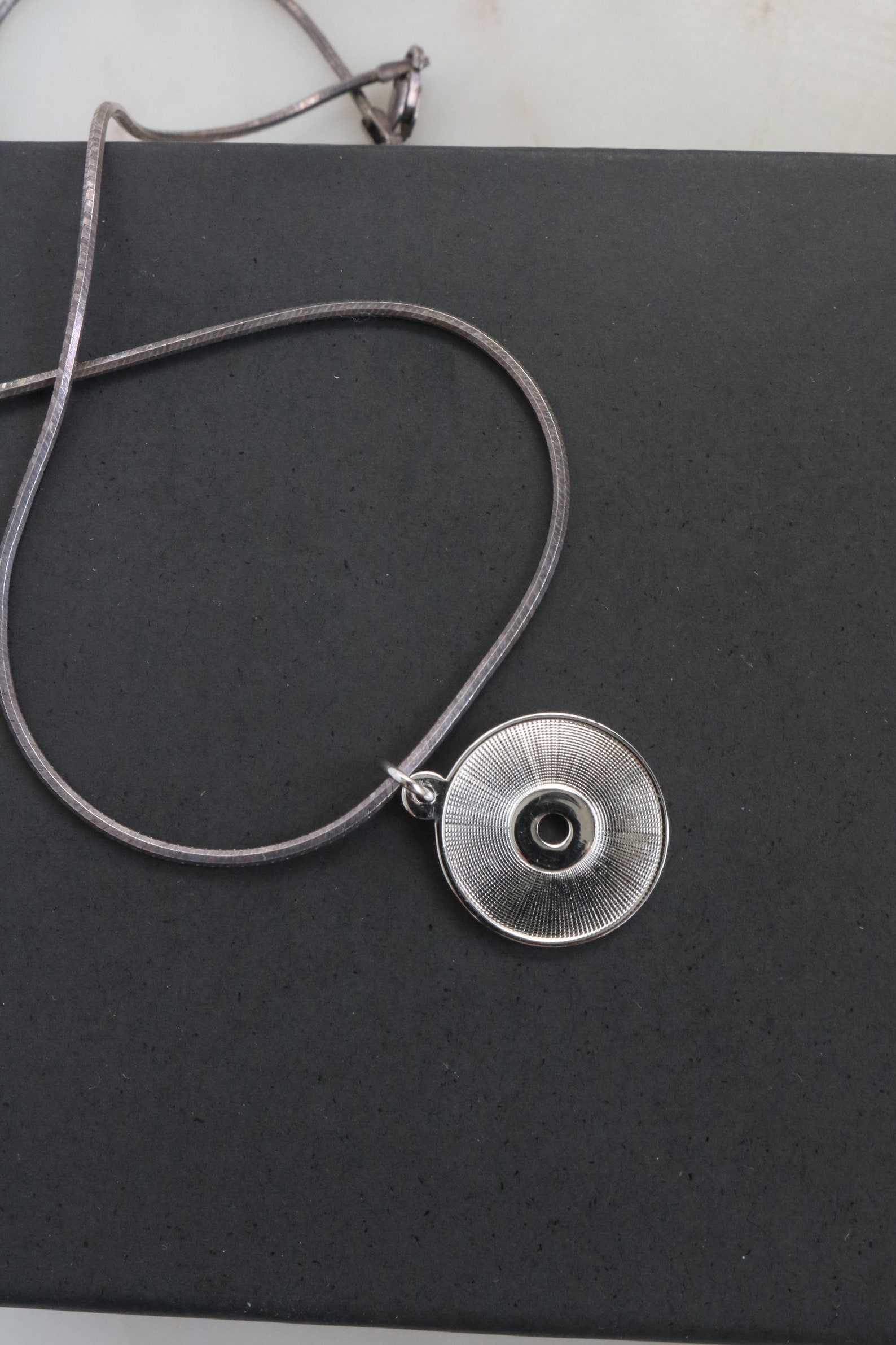 Sterling Silver Round Pendant Necklace - Etsy