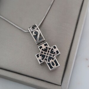 Vintage Sterling Silver Filigree Cross Pendant Necklace - Etsy